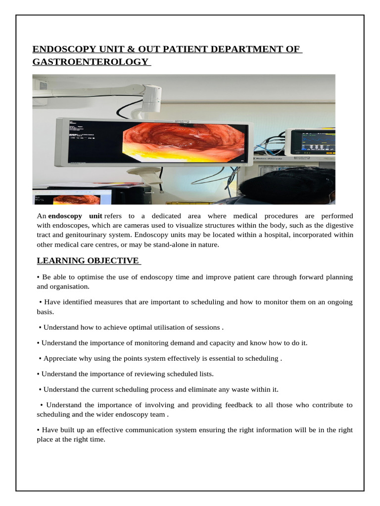 Endoscopy Unit Report | PDF