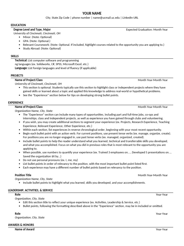 Resume Outline IT&En | PDF