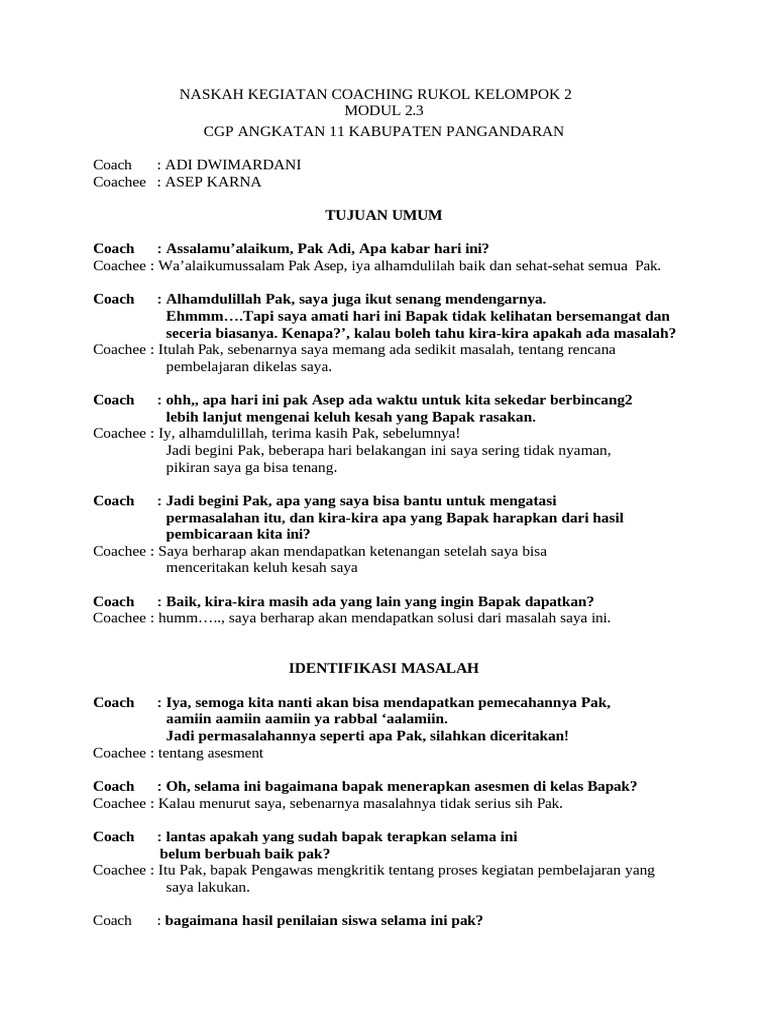 Coaching Adi + Asep | PDF