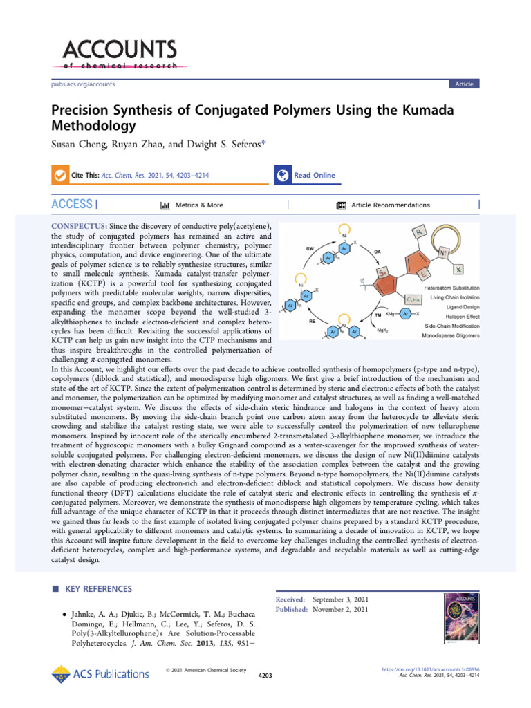 Cheng Et Al 2021 Precision Synthesis of Conjugated Polymers Using The ...