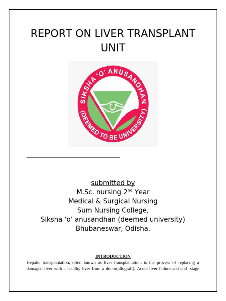 Liver Transplantation Report | PDF