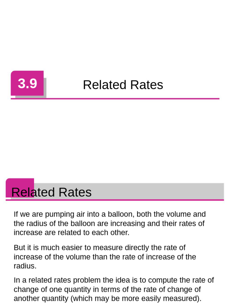 3.9 Related Rates | PDF