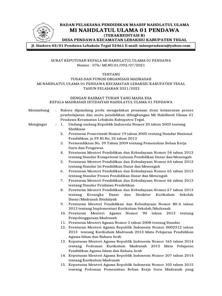 SK Pembagian Tugas | PDF