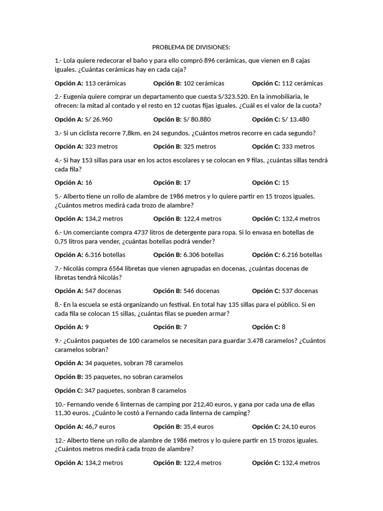 PROBLEMA DE DIVISIONES | PDF