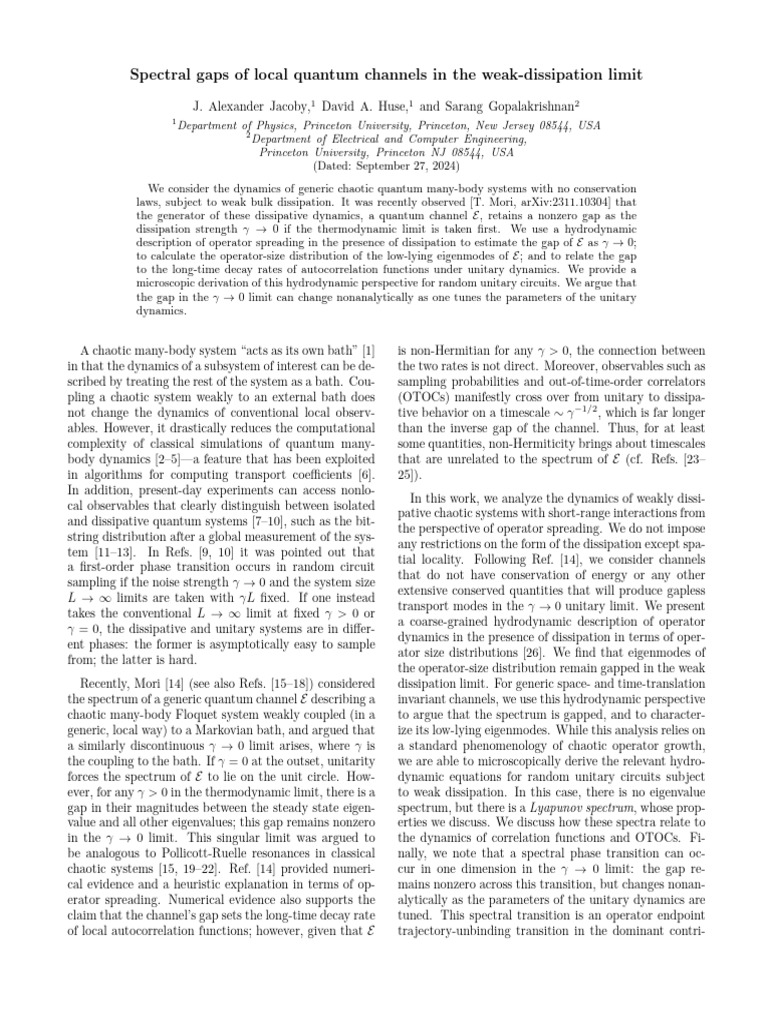Spectral Gaps of Local Quantum Channels in The Weak-Dissipation Limit | PDF