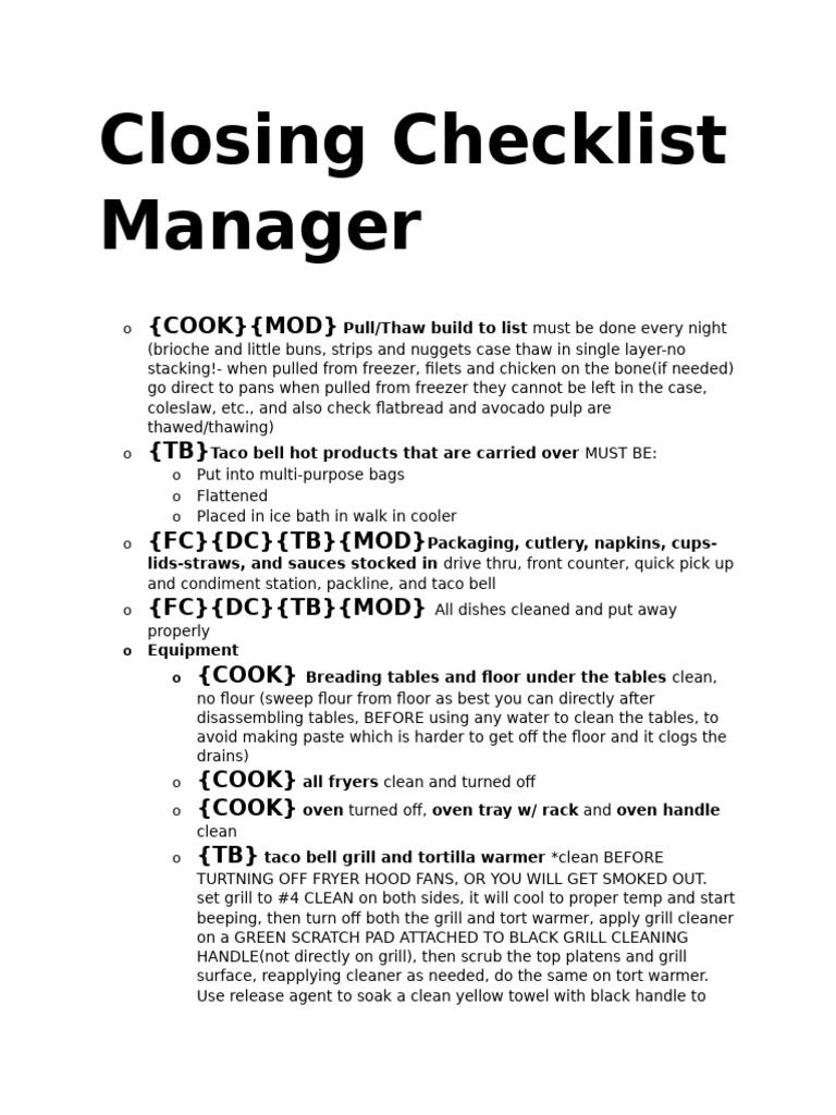 Closing Checklist | PDF