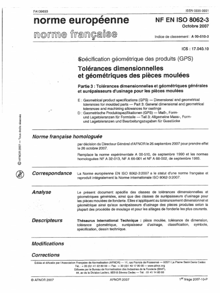 NF en Iso 8062-3 | PDF