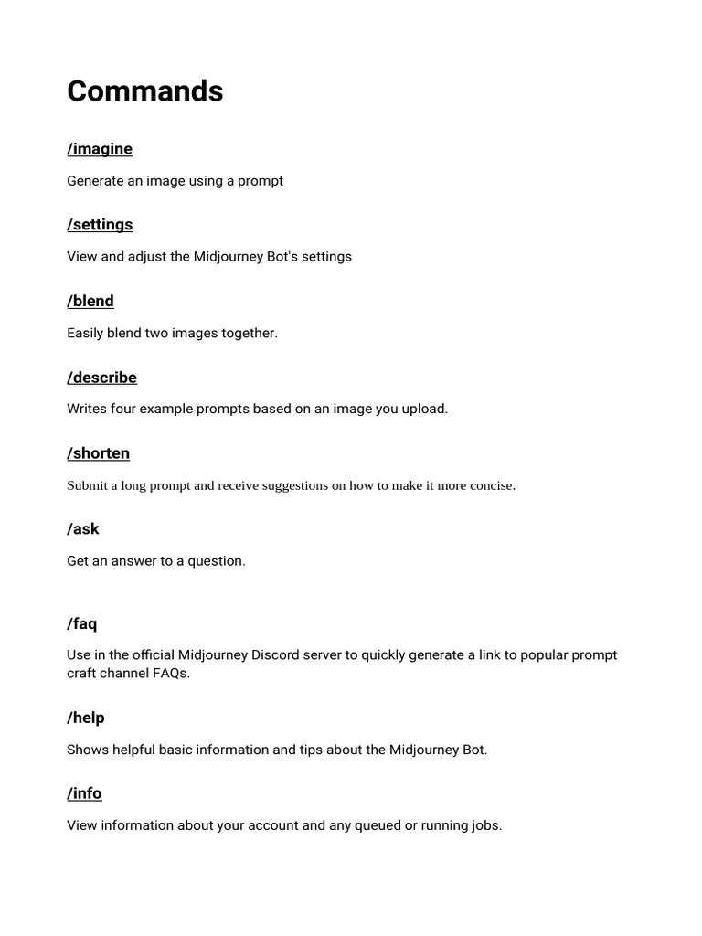 Command+List Midjourney | PDF