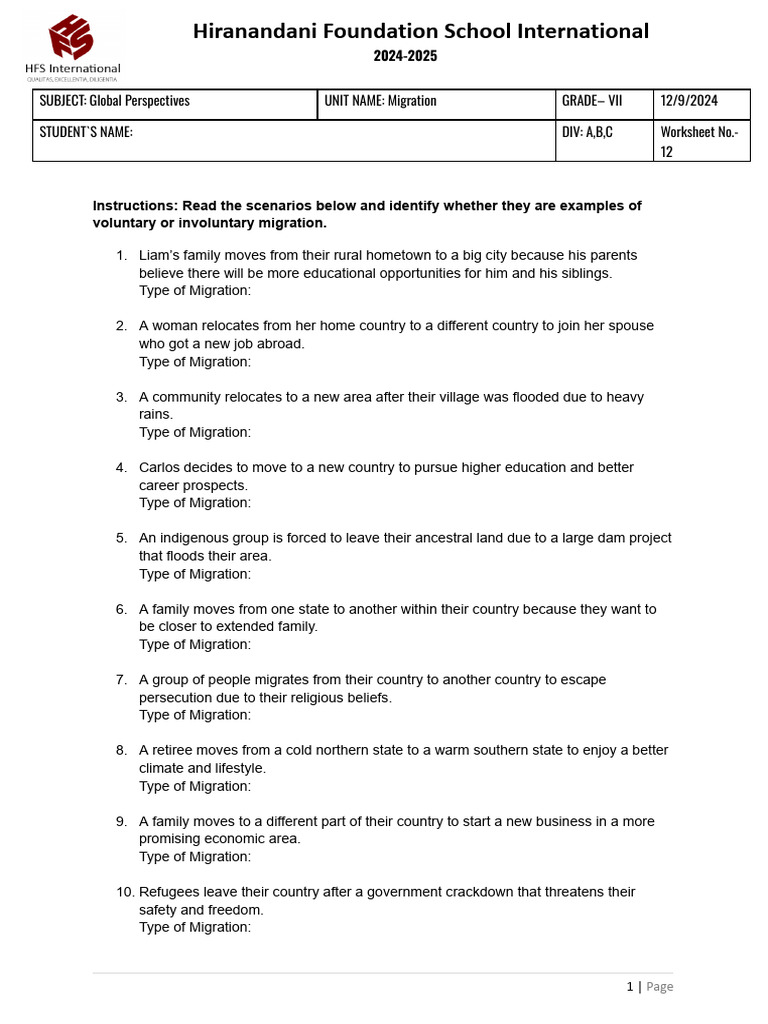 Grade 7 IGCSE Worksheet GP | PDF