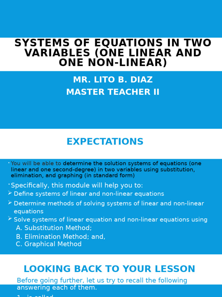 Systems of Equations in Two Variables One | PDF