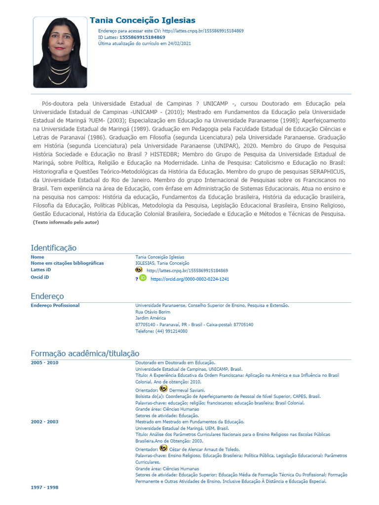 Curriculo Do Sistema de Curriculos Latte | PDF