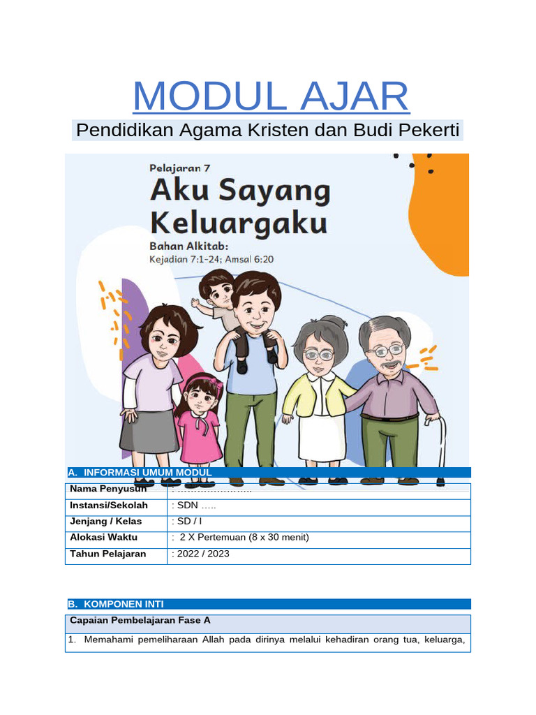 Pelajaran 7 Aku Sayang Keluargaku | PDF