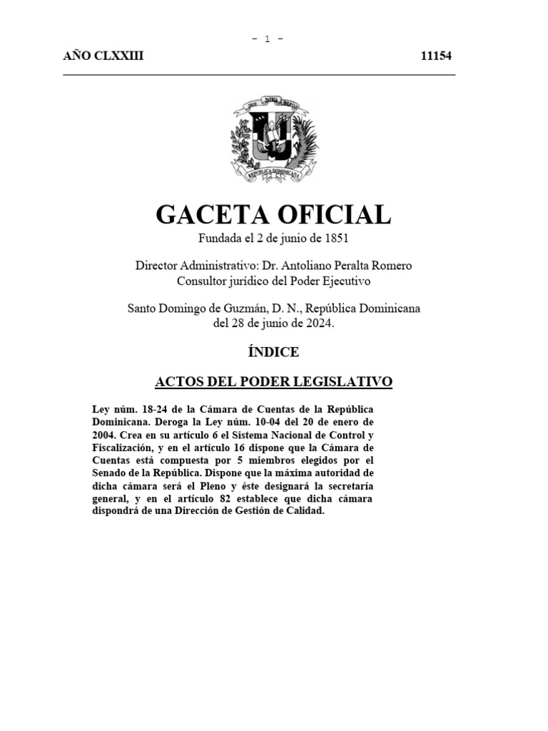 Ley 18-24 de La Camara de Cuentas | PDF | Auditoría | Responsabilidad