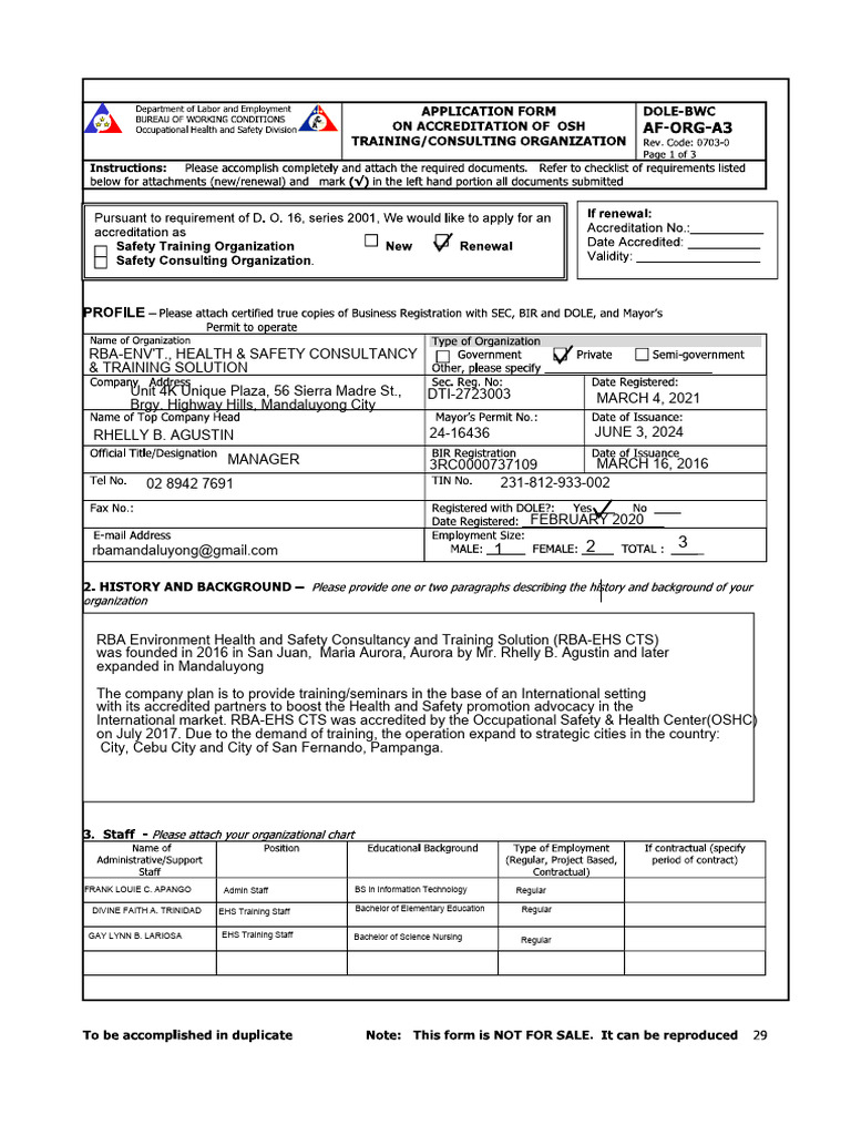 Application Form RBA | PDF | Working Conditions | Social Programs