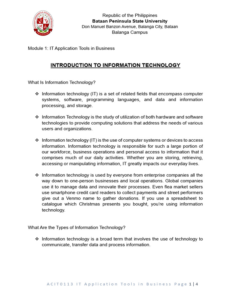 Introduction To Information Technology | PDF