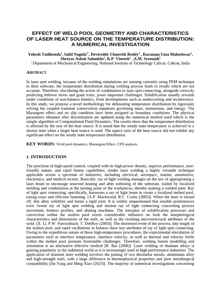 Effect of Weld Pool Geometry and Charecteristics of Laser Heat Source ...