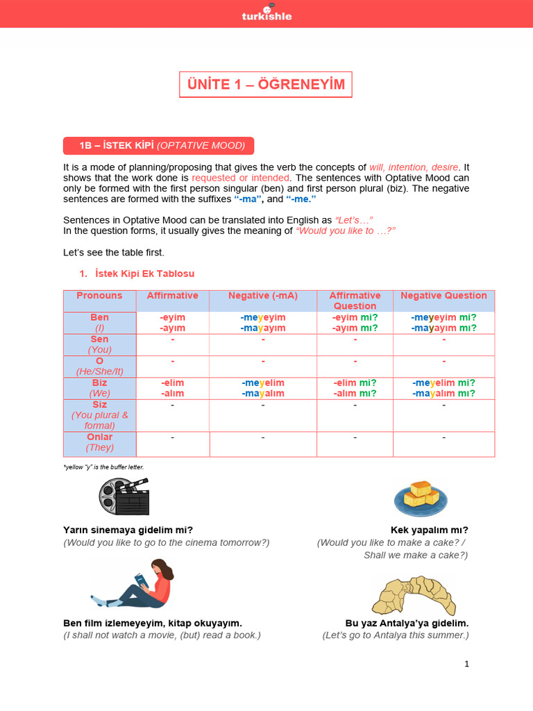 Turkishle A2 UNIT1 1B | PDF