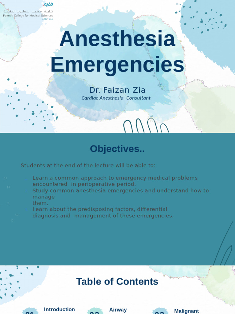 Anesthesia Emergencies (DR 2 | PDF | Anesthesia | Medical Specialties