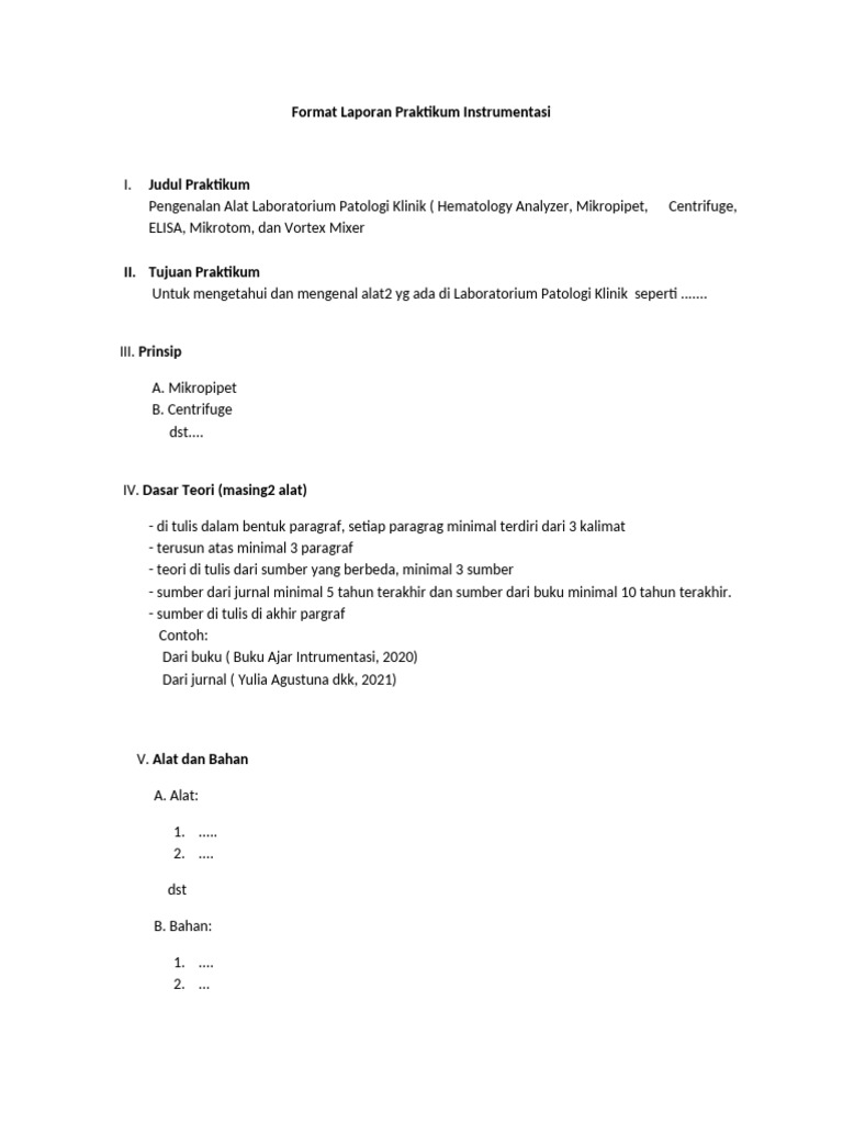 Format Laporan Instrumentasi | PDF