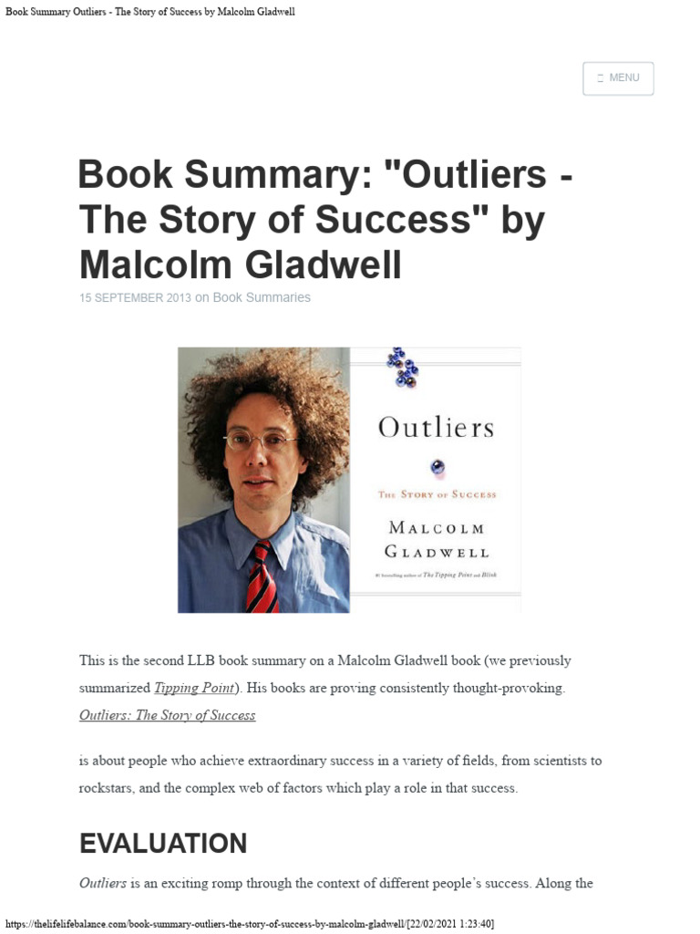 Outliers Summary | PDF | Career & Growth | Wellness