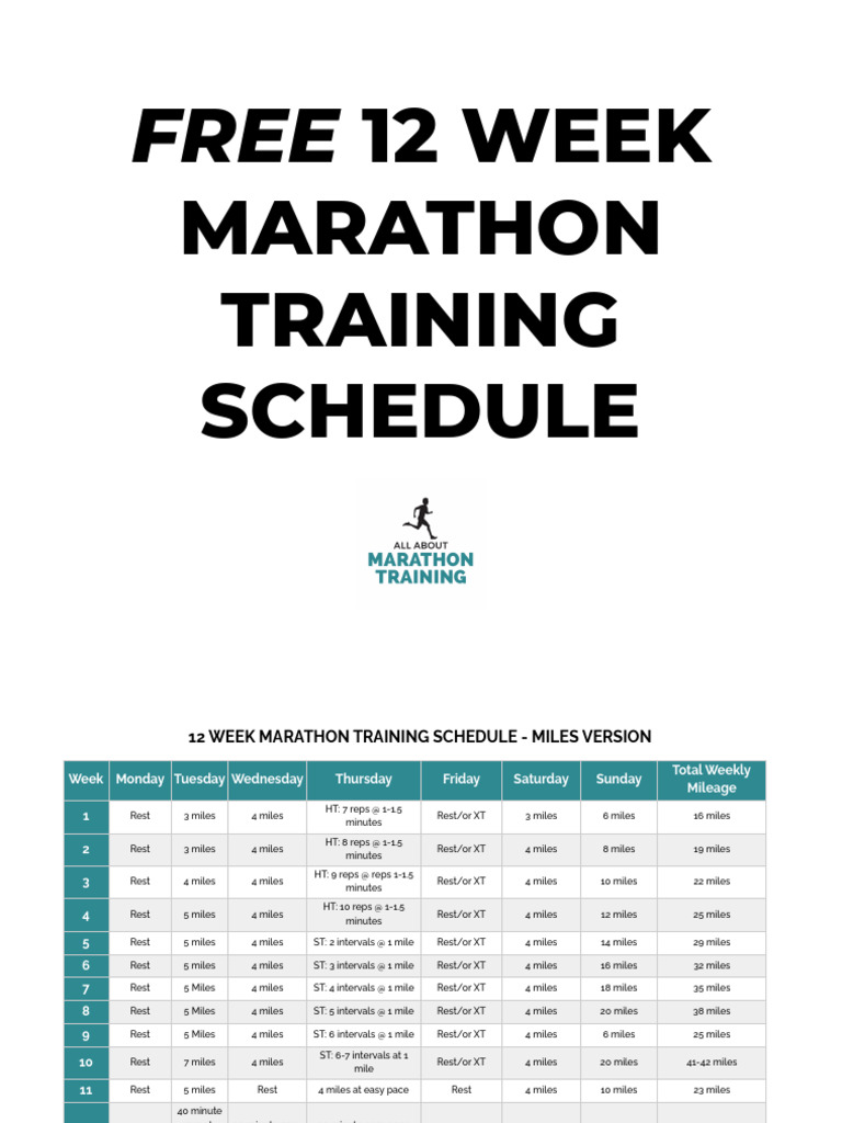 Free 12 Week Marathon Training Schedule | PDF