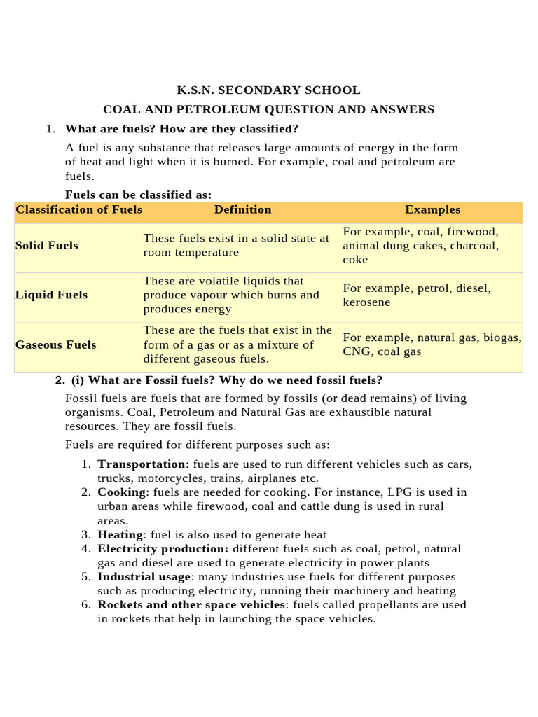 Coal and Petroleum Q&A Guide | PDF | Fuels | Natural Gas