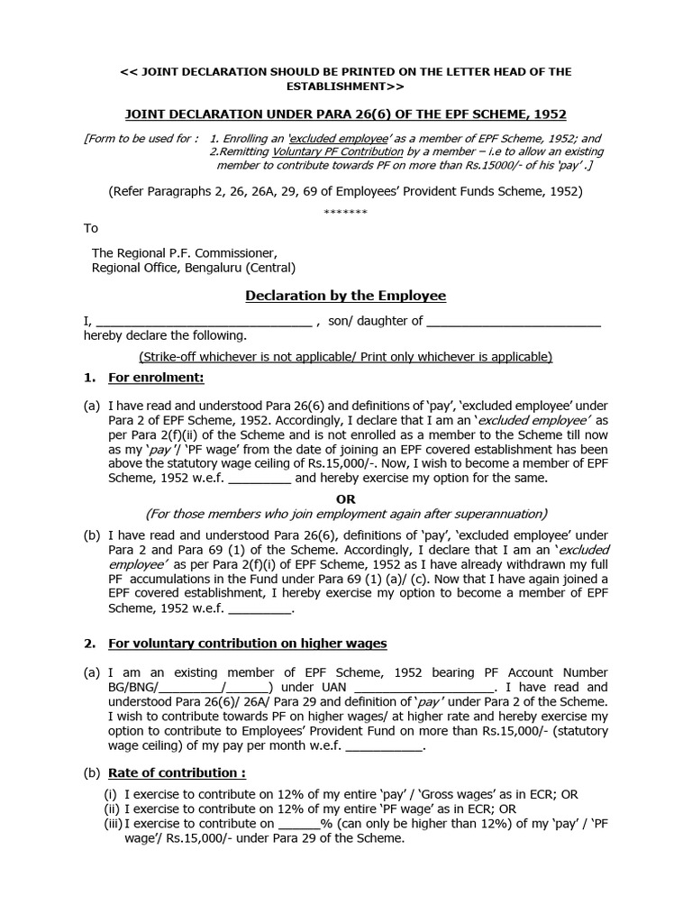 JD Under para 26 (6) of EPF Scheme - Flow | PDF