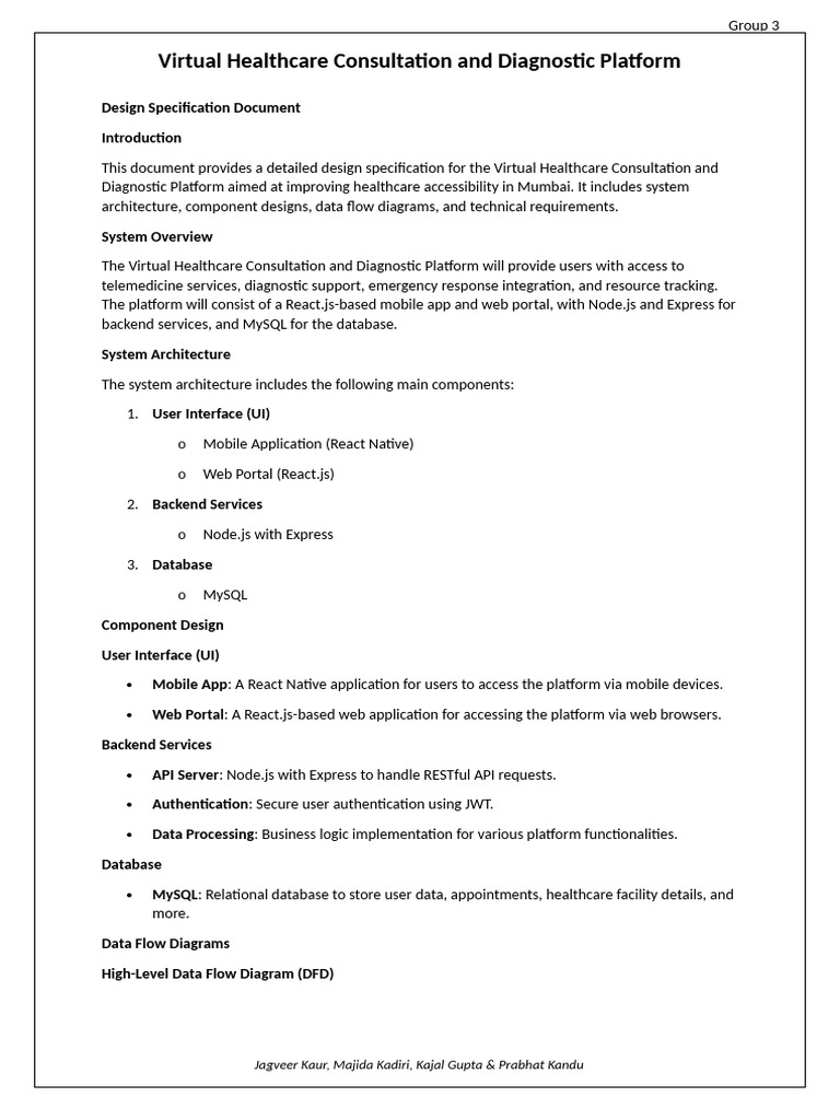 Design Specification Report - Group 3 | PDF