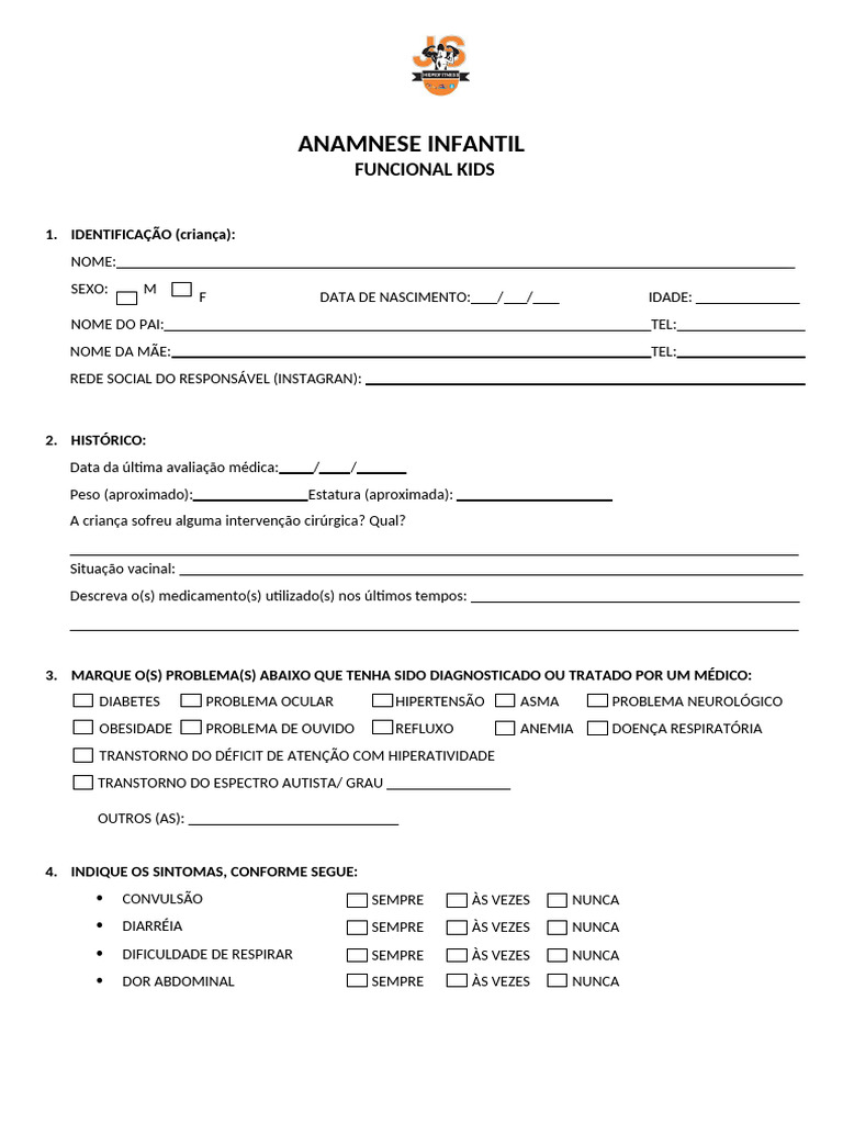 Anamnese Func - Kids | PDF