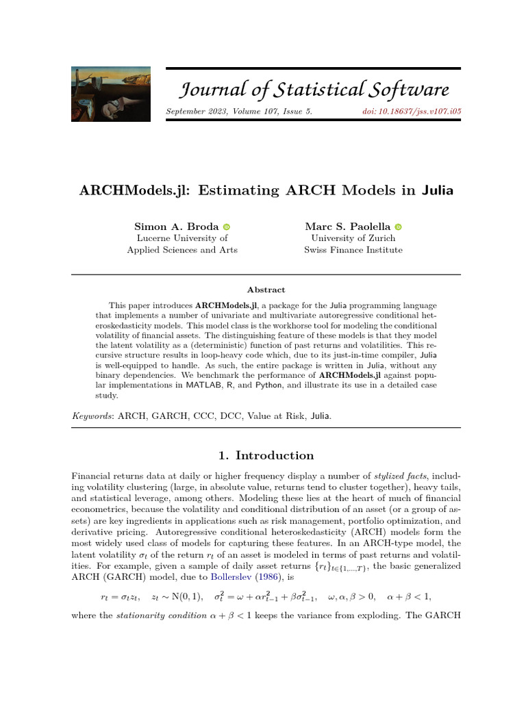 Journal of Statistical Software: Archmodels - JL | PDF