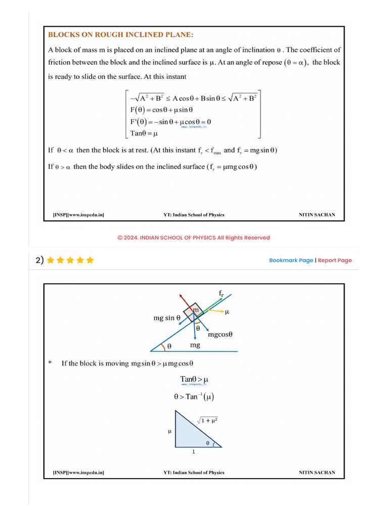6) Blocks On Rough Inclined Frame Plane | PDF