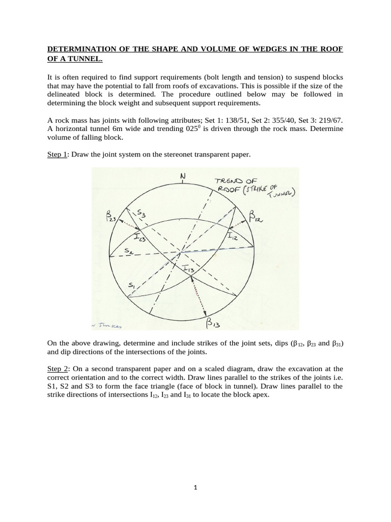 Tunnel Roof Wedge Volume Analysis | PDF | Angle | Science & Mathematics