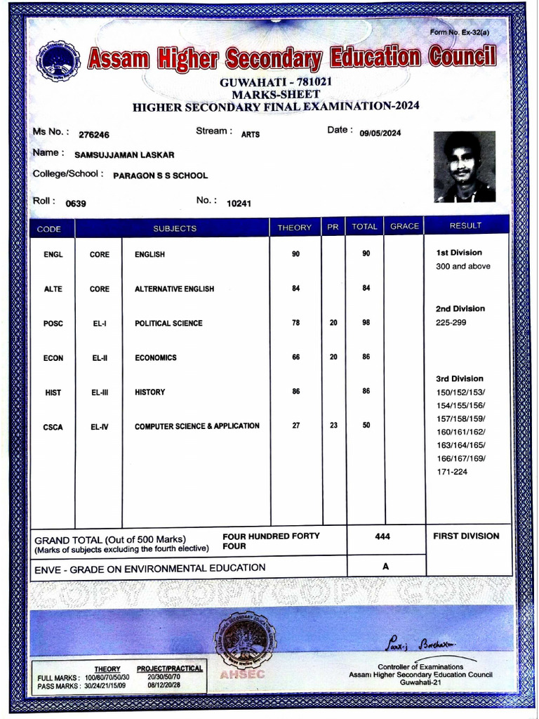 12th Marksheet PDF | PDF