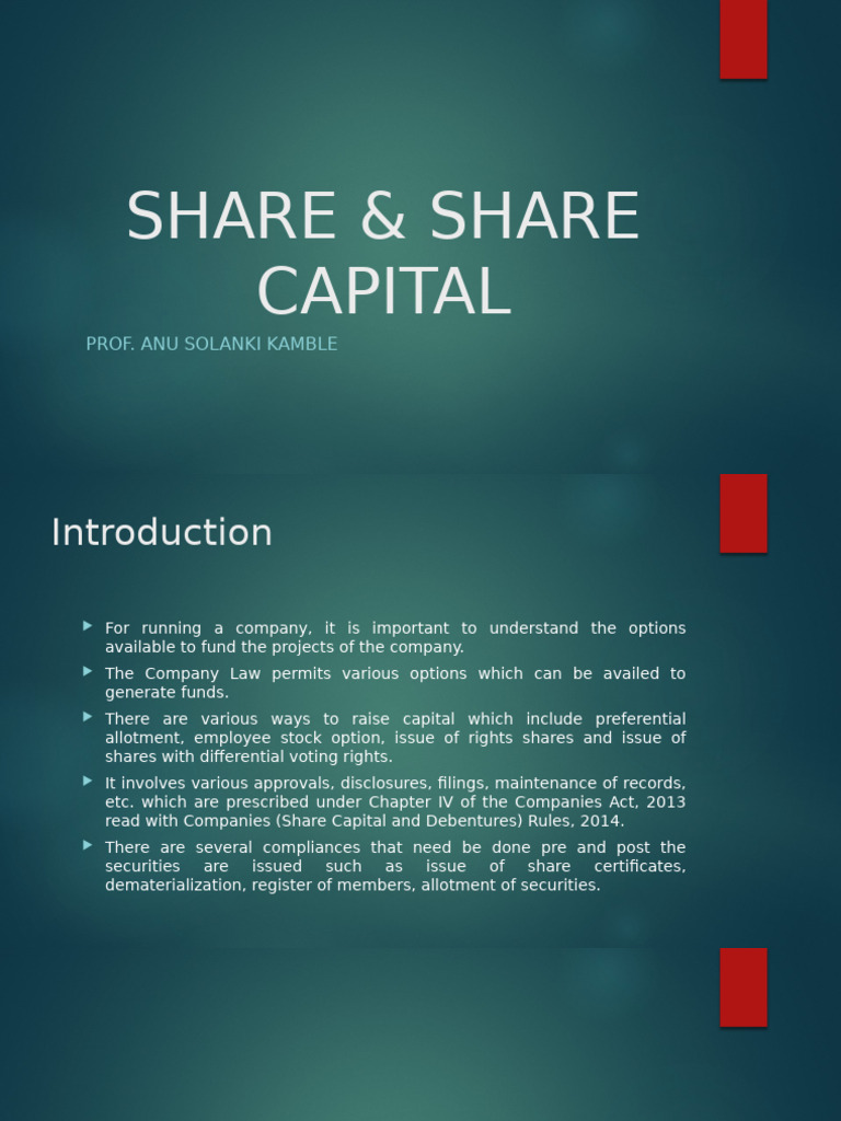 Shares and Share Capital | PDF