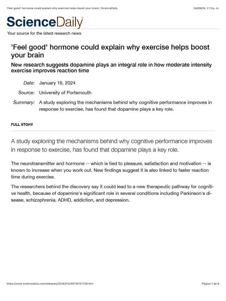 'Feel Good' Hormone Could Explain Why Exercise Helps Boost Your Brain ...