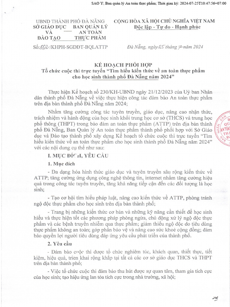 THỂ LỆ CUỘC THI TÌM HIỂU KIẾN THỨC VỀ AN TOÀN THỰC PHẨM | PDF