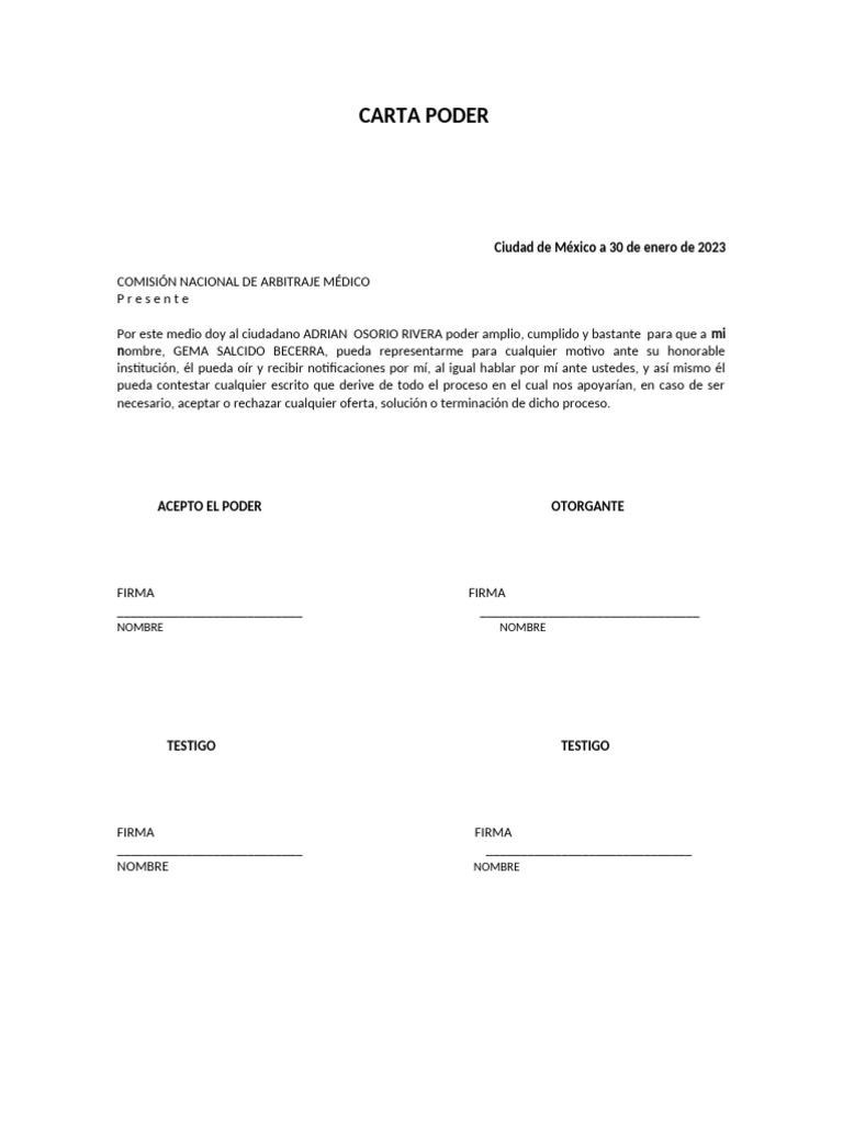 Formato Carta - Poder | PDF