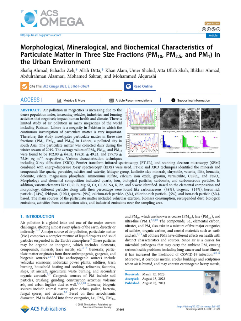 Ahmad Et Al 2023 Morphological Mineralogical and Biochemical Characteristics of Particulate ...