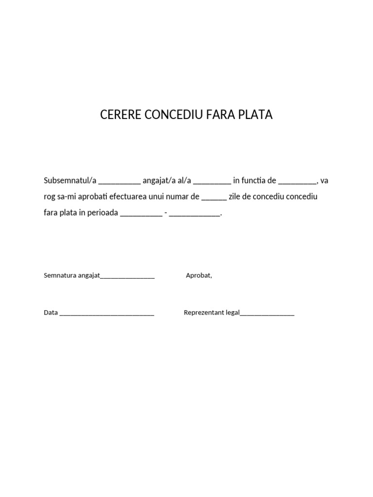 Cerere Concediu Fara Plata | PDF