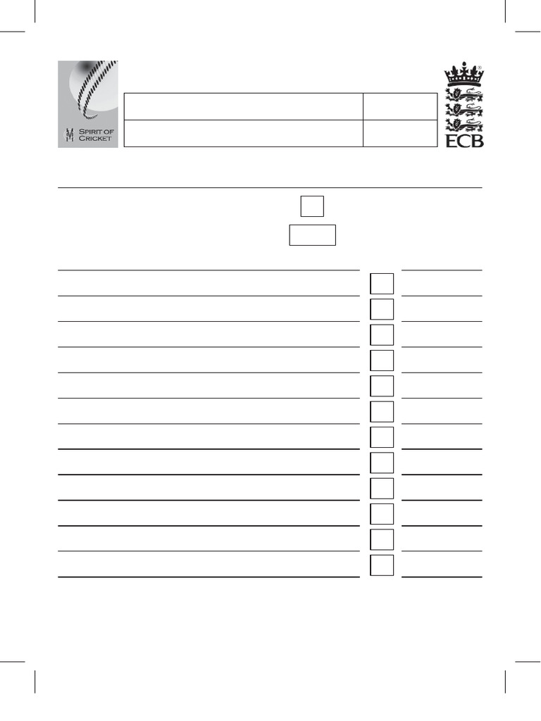 ECB Team Sheet 2012 1 | PDF