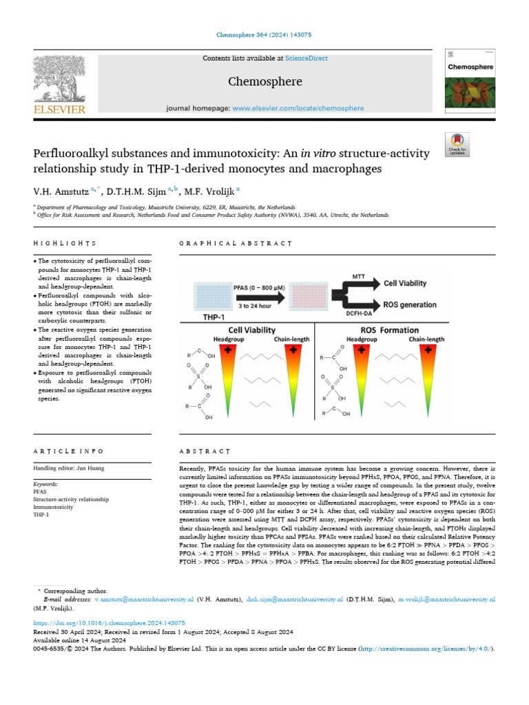 Perfluoroalkyl Substances and Immunotoxicity An in Vitro Structu - 2024 - Chemo | PDF
