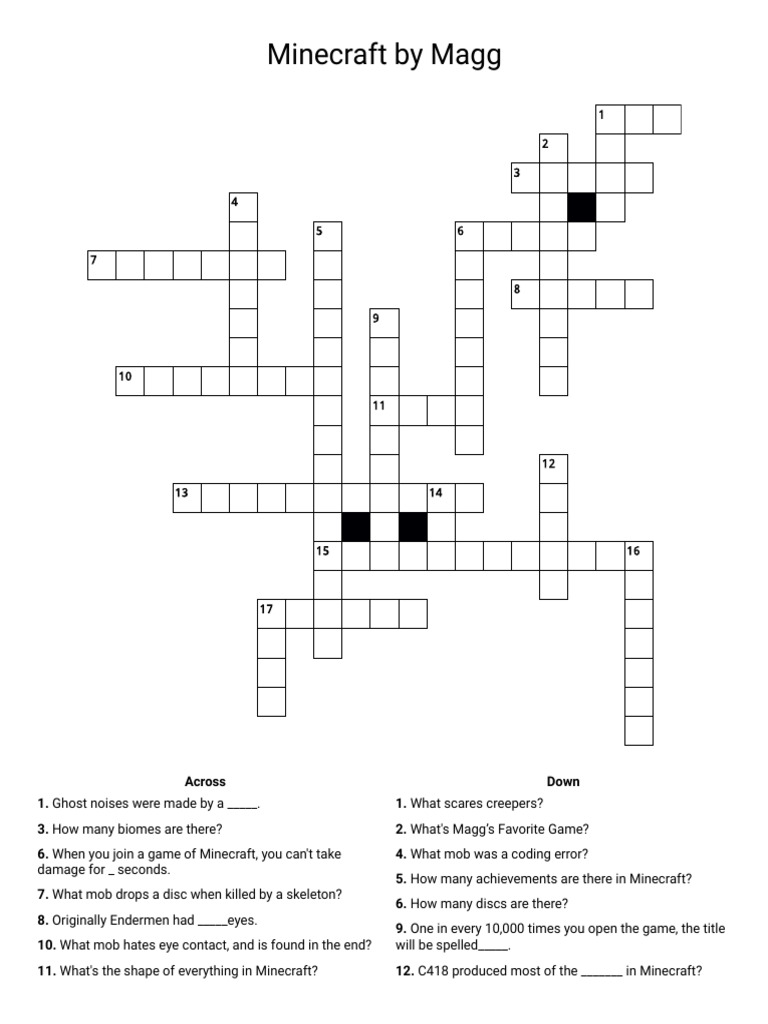 Minecraft by Magg - Crossword Labs | PDF