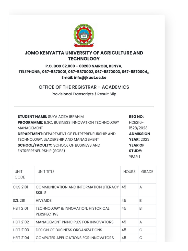 Jomo Kenyatta University of Agriculture and Technology | PDF