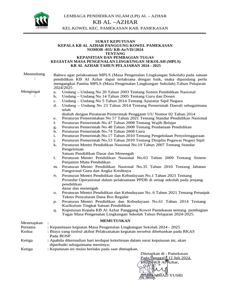 SK Mpls TK Al Azhar 2024 | PDF
