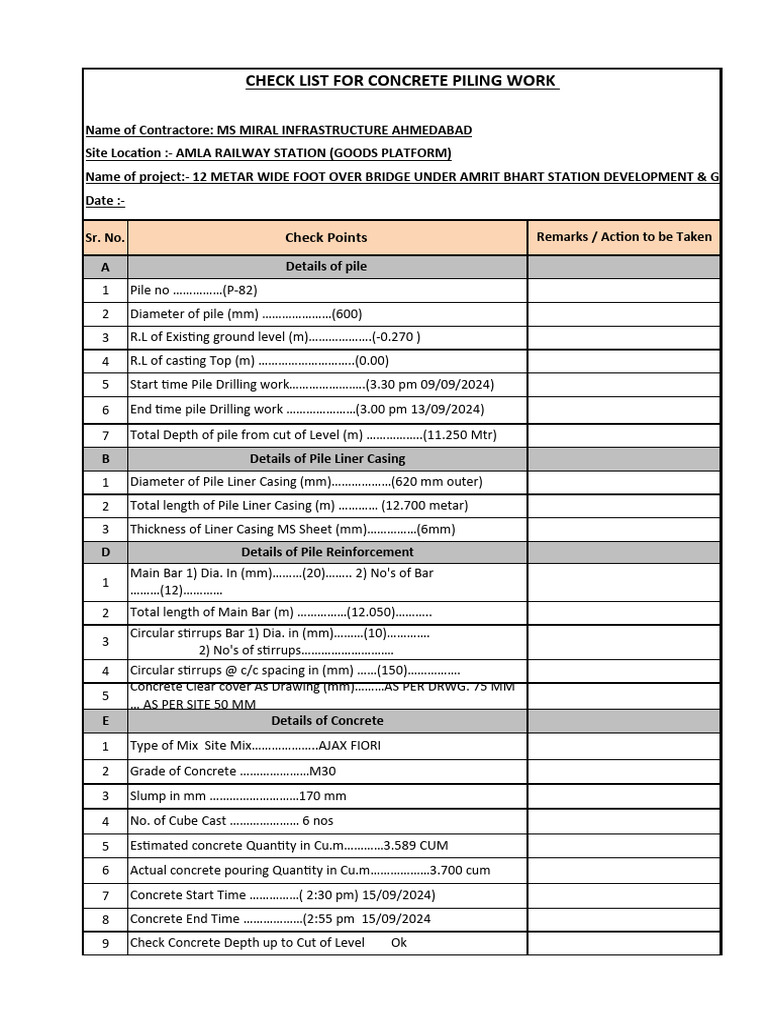 Pile Check List | PDF
