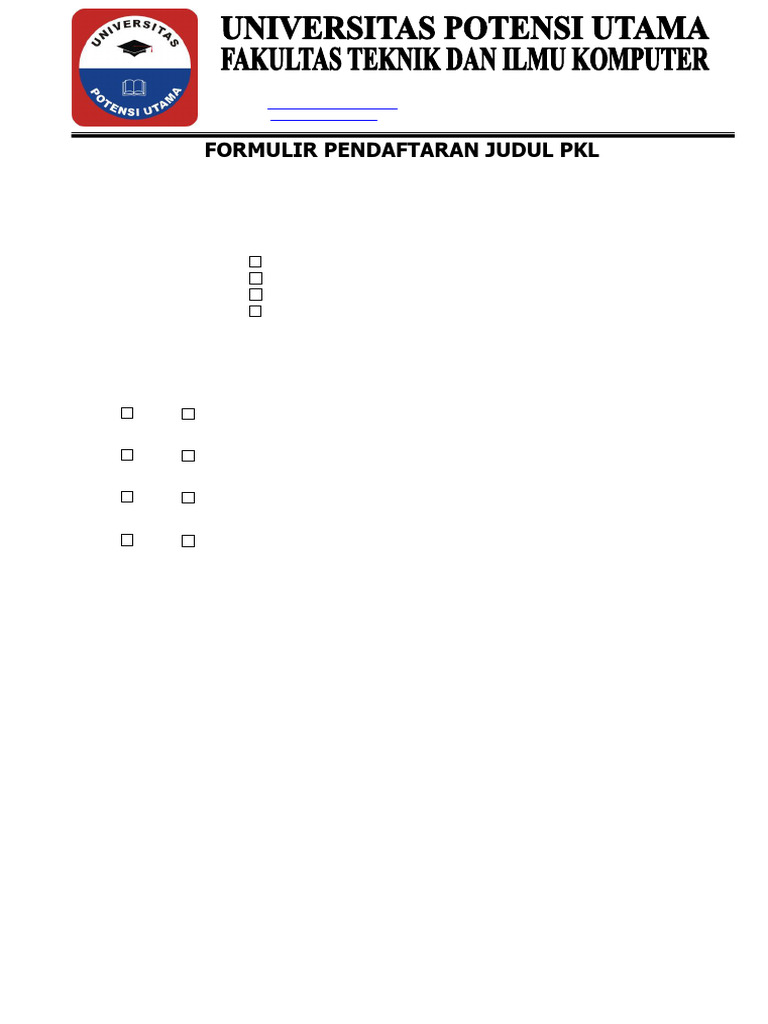 Formulir Pendaftaran Judul PKL | PDF