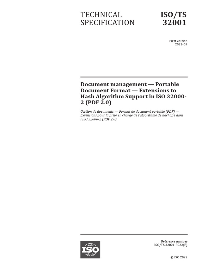 ISO - Extensions To Hash Algorithm Support in ISO 32000 - 2 (PDF 2.0 ...