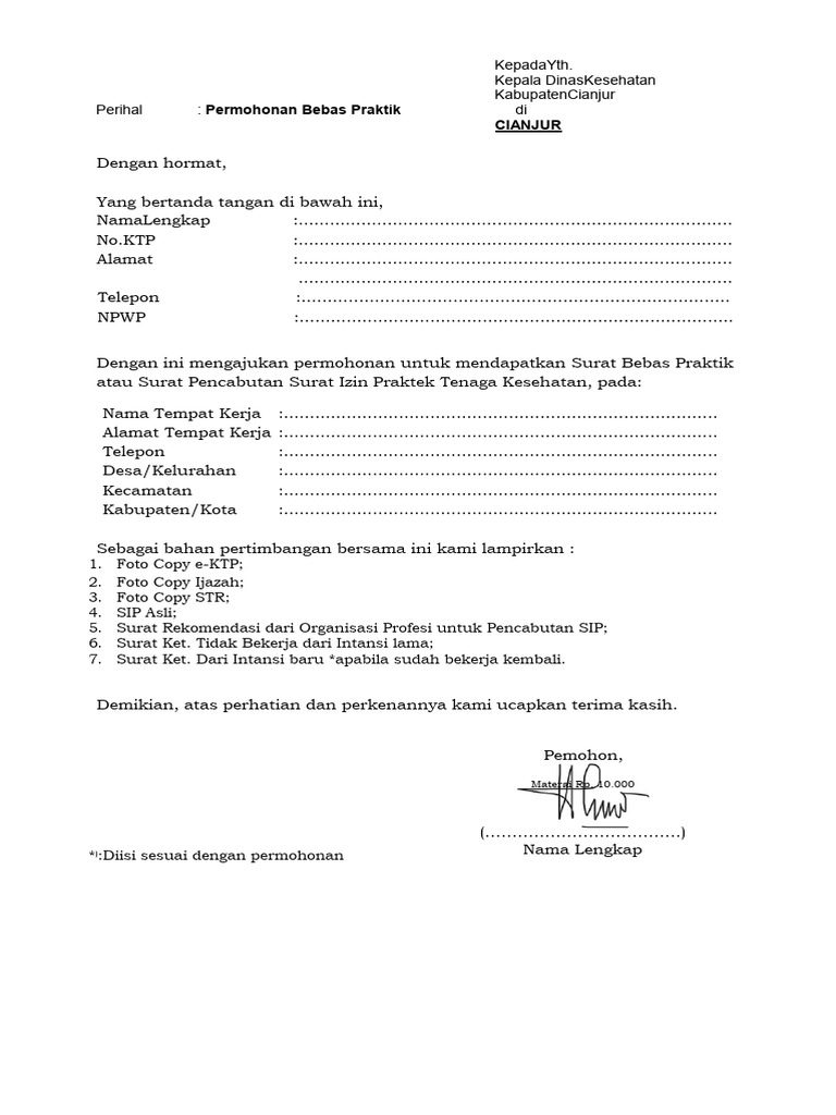 Blanko Bebas Praktik Sip 2 | PDF