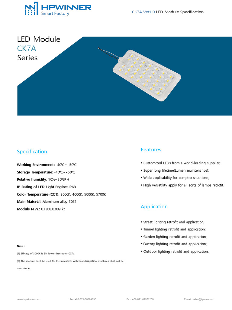 HPW Spec Module Ck7a Series | PDF