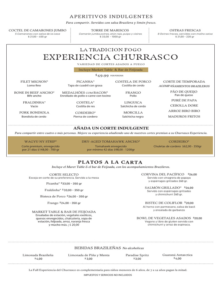 Arte Menu FogoChao Español | PDF